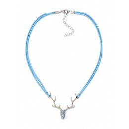 Allg&auml;u Rebell Collier ALLG&Auml;U REBELL "Rosi", Damen, Gr. onesize, Metall, blau, Basic, Halsketten Collier, zweireihiges Satinband
