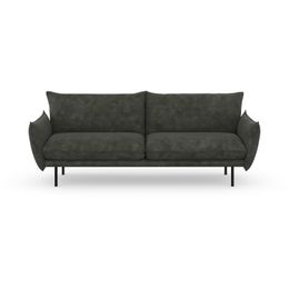 3-Sitzer OTTO HOME "Stine", gr&uuml;n (dunkelgr&uuml;n), B:226cm H:86cm T:86cm, Struktur (100% Polyester);Struktur weich (85% Polyester/15% Nylon);Samtoptik (100% Polyester), Sofas, Besonderes Design durch Kissenoptik und Keder