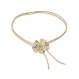 Tailleng&uuml;rtel "Bl&uuml;te", Damen, Gr. onesize, beige (creme), Leder, Collezione Alessandro, unifarben, Basic, G&uuml;rtel, Lederband mit echt Leder Bl&uuml;te