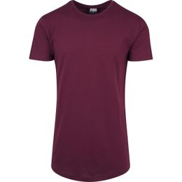 Kurzarmshirt Urban Classics "Urban Classics Herren Shaped Long Tee", Jungen, Gr. 4XL, rot (port), 100% Baumwolle, unifarben, normal, Rundhals, Shirts