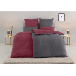 Wendebettw&auml;sche OTTO HOME "Desner2 100% Microfaser, extra weich, allergikerfreundlich", rot (bordeaux), B/L: 135cm x 200cm, 1 Stk., 1 Stk., Microfaser, B/L: 40cm x 80cm, 2 Stk., Microfaser, Obermaterial: 100% Polyester, Bettw&auml;sche, Wendebettw&auml;sche, Premium Qualit&auml;t, uni, schnell trocknend, pflegeleicht, ab 135x200 cm
