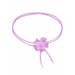 Tailleng&uuml;rtel "Bl&uuml;te", Damen, Gr. onesize, lila (flieder), Leder, Collezione Alessandro, unifarben, Basic, G&uuml;rtel, Lederband mit echt Leder Bl&uuml;te