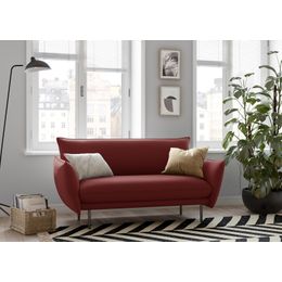 2-Sitzer OTTO HOME "Stine", rot (dunkelrot), B:156cm H:86cm T:86cm, Struktur (100% Polyester);Struktur weich (85% Polyester/15% Nylon);Samtoptik (100% Polyester), Sofas, Besonderes Design durch Kissenoptik und Keder