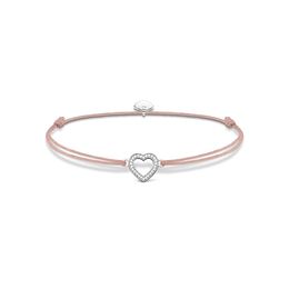 Armband Thomas Sabo "Little Secret Herz", rosa (silberfarben, beige, wei&szlig;, wei&szlig;), Armb&auml;nder, Damen, Nylon Silber 925 (recycelt), Nylon, Silber 925 (recycelt), Armband, mit Zirkonia