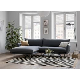Ecksofa OTTO HOME "Stine L-Form", blau (dunkelblau), B:249cm H:86cm T:159cm, Struktur (100% Polyester);Struktur weich (85% Polyester/15% Nylon);Samtoptik (100% Polyester), Sofas, Ecksofa, Besonderes Design durch Kissenoptik und Keder