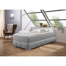 Boxbett OTTO HOME "Wehma mit Kopfteil inkl. Bettkasten", grau, B:104cm L:204cm, Komplettbetten, in H2, H3 & H4 w&auml;hlbar, inklusive Topper