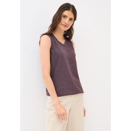 Tanktop Cecil, Damen, Gr. XXL (46), rot (mulberry rot), Web, 100% Baumwolle, gestreift, normal normal, V-Ausschnitt, abgesteppt, Tops Tanktop, aus reiner Baumwolle