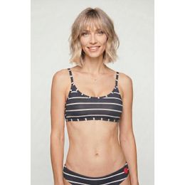 JOOP! Bustier-Bikini-Top JOOP JEANS "JEANS Easy Summer", Damen, Gr. 34, N-Gr, blau (navy aop), Microfaser, Obermaterial: 83% Polyamid, 17% Elasthan, gestreift, Bikini-Oberteile, im l&auml;ssigen Streifen-Design, herausnehmbare Pads