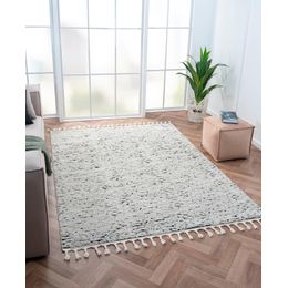 Hochflor-Teppich "Moroccan Rockface, LAGERR&Auml;UMUNG", schwarz (schwarz, wei&szlig;), B:100cm H:24mm L:200cm, Polyester, Polypropylen (PP), MyFlair M&Ouml;BEL & ACCESSOIRES, Teppiche, Fransenteppich, modern, marokkanisches Design, meliert, flauschig weich, mit Fransen