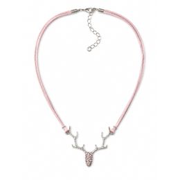 Allg&auml;u Rebell Collier ALLG&Auml;U REBELL "Rosi", Damen, Gr. onesize, Metall, rosa, Basic, Halsketten Collier, zweireihiges Satinband