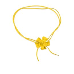 Tailleng&uuml;rtel "Bl&uuml;te", Damen, Gr. onesize, gelb, Leder, Collezione Alessandro, unifarben, Basic, G&uuml;rtel, Lederband mit echt Leder Bl&uuml;te