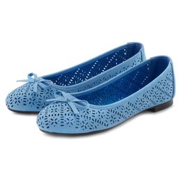 Ballerina Lascana "Slip-On-Sneaker, Freizeitschuh, Slipper, Halbschuh", Damen, Gr. 41, blau (k&ouml;nigsblau), Obermaterial: 100% Lederimitat. Decksohle: 100% Lederimitat. Futter: 100% Lederimitat. Laufsohle: 100% Synthetik, unifarben, Basic, Schuhe Ballerina, mit kleinen Cut-Outs VEGAN