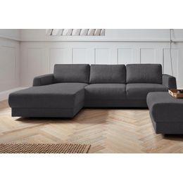 Ecksofa OTTO HOME "Hobro L-Form", grau (anthrazit), B:264cm H:80cm T:175cm, Luxus-Microfaser Lederoptik (100% Polyester);Struktur grob (100% Polyester);Samtoptik (100% Polyester), Sofas, Ecksofa, in 3 Bezugsqualit&auml;ten in vielen Farben