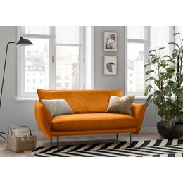 2-Sitzer OTTO HOME "Stine", gold (goldfarben), B:156cm H:86cm T:86cm, Struktur (100% Polyester);Struktur weich (85% Polyester/15% Nylon);Samtoptik (100% Polyester), Sofas, Besonderes Design durch Kissenoptik und Keder