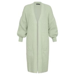 Strickjacke CLOUD 5IVE "CLOUD 5IVE Cloud 5ive Longform Knit Cardigan with 2-Pockets", Damen, Gr. M, gr&uuml;n (056 mint gr&uuml;n), 100% Polyacryl, unifarben, normal, Rundhals, Strickjacken Strickjacke
