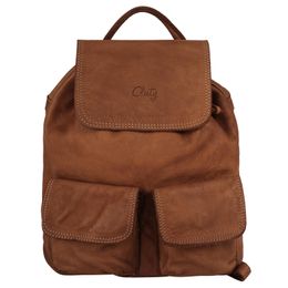 Cityrucksack CLUTY, Damen, Gr. B/H/T: 32cm x 28cm x 12cm, onesize, braun (cognac), Leder, Rindsleder, Retro, Rucks&auml;cke Cityrucksack, echt Leder, Made in Italy