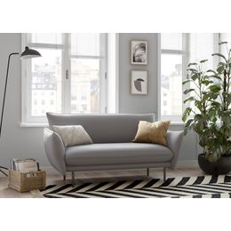 2-Sitzer OTTO HOME "Stine", grau (hellgrau), B:156cm H:86cm T:86cm, Struktur (100% Polyester);Struktur weich (85% Polyester/15% Nylon);Samtoptik (100% Polyester), Sofas, Besonderes Design durch Kissenoptik und Keder