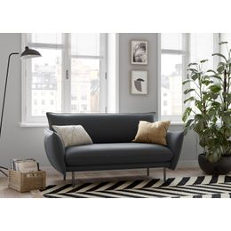 2-Sitzer OTTO HOME "Stine", blau (dunkelblau), B:156cm H:86cm T:86cm, Struktur (100% Polyester);Struktur weich (85% Polyester/15% Nylon);Samtoptik (100% Polyester), Sofas, Besonderes Design durch Kissenoptik und Keder