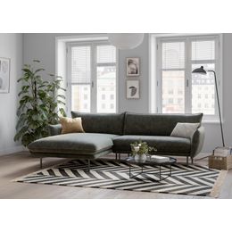 Ecksofa OTTO HOME "Stine L-Form", gr&uuml;n (dunkelgr&uuml;n), B:249cm H:86cm T:159cm, Struktur (100% Polyester);Struktur weich (85% Polyester/15% Nylon);Samtoptik (100% Polyester), Sofas, Ecksofa, Besonderes Design durch Kissenoptik und Keder