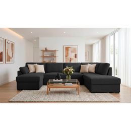 Wohnlandschaft Home Affaire "Citry", grau (anthrazit), B:309cm H:88cm T:224cm, 100% polyester, Sofas, Wohnlandschaft, Breite 309 cm, Chenille, Bettfunktion, Bettkasten, U-Form