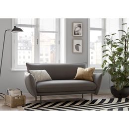 2-Sitzer OTTO HOME "Stine", grau, B:156cm H:86cm T:86cm, Struktur (100% Polyester);Struktur weich (85% Polyester/15% Nylon);Samtoptik (100% Polyester), Sofas, Besonderes Design durch Kissenoptik und Keder