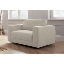 Sessel OTTO HOME "Hobro Loungesessel", beige, B:109cm H:60cm T:102cm, Luxus-Microfaser Lederoptik (100% Polyester);Struktur grob (100% Polyester);Samtoptik (100% Polyester), Sessel, Sessel, in 3 Bezugsqualit&auml;ten in vielen Farben