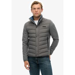 Steppjacke Superdry "STORM POPPER SOFTSHELL JKT", Herren, Gr. L, schwarz dull charcoal, Web, Obermaterial: 100% Polyester, unifarben, slim fit normal, Jacken Steppjacke, mit Markenlabel, aus Polyester und Kunstfaser, Slim Fit, normale L&auml;nge