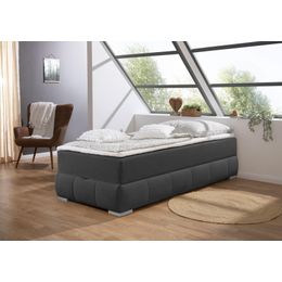Boxbett OTTO HOME "Wehma mit Kopfteil inkl. Bettkasten", grau (anthrazit), B:104cm L:204cm, Komplettbetten, in H2, H3 & H4 w&auml;hlbar, inklusive Topper
