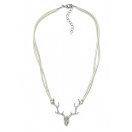 Allg&auml;u Rebell Collier ALLG&Auml;U REBELL "Rosi", Damen, Gr. onesize, Metall, gr&uuml;n, Basic, Halsketten Collier, zweireihiges Satinband