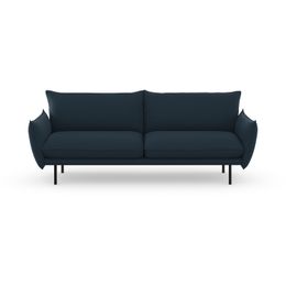 3-Sitzer OTTO HOME "Stine", blau, B:226cm H:86cm T:86cm, Struktur (100% Polyester);Struktur weich (85% Polyester/15% Nylon);Samtoptik (100% Polyester), Sofas, Besonderes Design durch Kissenoptik und Keder