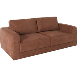 2-Sitzer OTTO HOME "Hobro", braun (cognac), B:186cm H:80cm T:102cm, Luxus-Microfaser Lederoptik (100% Polyester);Struktur grob (100% Polyester);Samtoptik (100% Polyester), Sofas, in 3 Bezugsqualit&auml;ten in vielen Farben