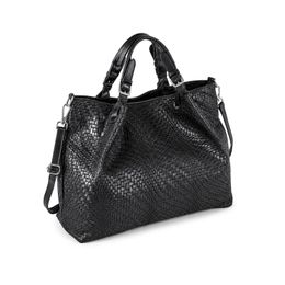 Schultertasche "Square", Damen, Gr. B/H/T: 42cm x 31cm x 20cm onesize, schwarz, Leder, Collezione Alessandro, Taschen Schultertasche, in modischer Flechtoptik