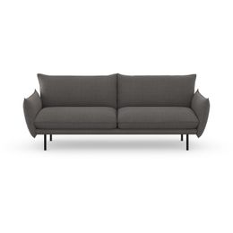 3-Sitzer OTTO HOME "Stine", grau, B:226cm H:86cm T:86cm, Struktur (100% Polyester);Struktur weich (85% Polyester/15% Nylon);Samtoptik (100% Polyester), Sofas, Besonderes Design durch Kissenoptik und Keder