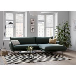 Ecksofa OTTO HOME "Stine L-Form", gr&uuml;n, B:249cm H:86cm T:159cm, Struktur (100% Polyester);Struktur weich (85% Polyester/15% Nylon);Samtoptik (100% Polyester), Sofas, Ecksofa, Besonderes Design durch Kissenoptik und Keder
