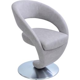 K+w Komfort & Wohnen Esszimmerstuhl K+W KOMFORT & WOHNEN "Wave, Drehstuhl, Polsterstuhl", grau (hellgrau 83, drehteller in edelstahloptik geb&uuml;rstet), B:62cm H:86cm T:61cm, 785: Microfaser, 100% Polyester, St&uuml;hle, Esszimmerstuhl, Design-Drehstuhl, Drehteller in Edelstahloptik