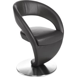K+w Komfort & Wohnen Esszimmerstuhl K+W KOMFORT & WOHNEN "Wave, Drehstuhl, Polsterstuhl", braun (schoko, drehteller in edelstahloptik geb&uuml;rstet), B:62cm H:86cm T:61cm, Bronco: Nappaleder pigmentiert, Dickleder, 1, 3/1, 5mm, mit rustikal gek&ouml;rnten Narbenbild, St&uuml;hle, Esszimmerstuhl, Design-Drehstuhl, Drehteller in Edelstahloptik