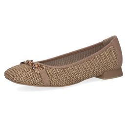 Ballerina Caprice, Damen, Gr. 39, beige (beige kombiniert), Leder, Textil, Schuhe Ballerina, Blockabsatz, Bequemschuh, Businessschuh mit Schmuckelement
