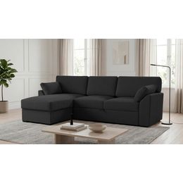 Ecksofa Home Affaire "Citry", grau (anthrazit), B:246cm H:88cm T:156cm, 100% polyester, Sofas, Ecksofa, Breite 246 cm, Chenille, Bettfunktion, Bettkasten, L-Form