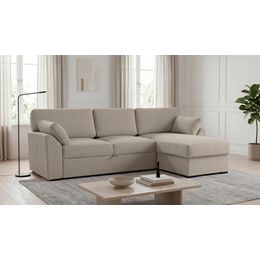 Ecksofa Home Affaire "Citry", braun (cappuccino), B:246cm H:88cm T:156cm, 100% polyester, Sofas, Ecksofa, Breite 246 cm, Chenille, Bettfunktion, Bettkasten, L-Form