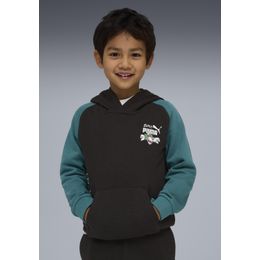 Kapuzensweatshirt Puma "SUPER HOODIE TR PS", M&auml;dchen, Gr. 116, Puma schwarz, Sweatware, Obermaterial: 68% Baumwolle, 32% Polyester, bedruckt, regular fit normal, angesetztes B&uuml;ndchen, Sweatshirts, f&uuml;r Kinder, sportlicher Stil, mit Print-Applikation, mit Kapuze
