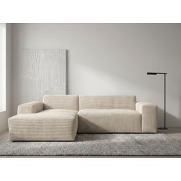 Ecksofa WERK2 "Zeus-L Breite: 253 cm, modern & zeitlos, bequemes Sofa", beige (natur), B:253cm H:70cm T:188cm, 90% Polyester, 10% Nylon, Sofas, Ecksofa, Curvy Trend Ecksofa mit urbaner Optik, Topseller