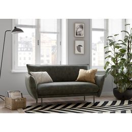 2-Sitzer OTTO HOME "Stine", gr&uuml;n (dunkelgr&uuml;n), B:156cm H:86cm T:86cm, Struktur (100% Polyester);Struktur weich (85% Polyester/15% Nylon);Samtoptik (100% Polyester), Sofas, Besonderes Design durch Kissenoptik und Keder