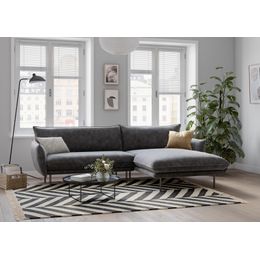 Ecksofa OTTO HOME "Stine L-Form", grau (anthrazit), B:249cm H:86cm T:159cm, Struktur (100% Polyester);Struktur weich (85% Polyester/15% Nylon);Samtoptik (100% Polyester), Sofas, Ecksofa, Besonderes Design durch Kissenoptik und Keder