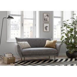 2-Sitzer OTTO HOME "Stine", grau, B:156cm H:86cm T:86cm, Struktur (100% Polyester);Struktur weich (85% Polyester/15% Nylon);Samtoptik (100% Polyester), Sofas, Besonderes Design durch Kissenoptik und Keder