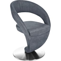 K+w Komfort & Wohnen Esszimmerstuhl K+W KOMFORT & WOHNEN "Wave, Drehstuhl, Polsterstuhl", blau (blau, drehteller in edelstahloptik geb&uuml;rstet), B:62cm H:86cm T:61cm, 785: Microfaser, 100% Polyester, St&uuml;hle, Esszimmerstuhl, Design-Drehstuhl, Drehteller in Edelstahloptik