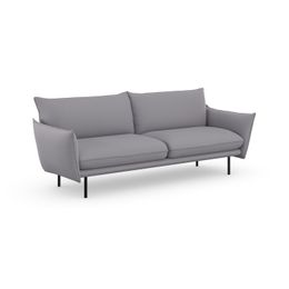 3-Sitzer OTTO HOME "Stine", grau (hellgrau), B:226cm H:86cm T:86cm, Struktur (100% Polyester);Struktur weich (85% Polyester/15% Nylon);Samtoptik (100% Polyester), Sofas, Besonderes Design durch Kissenoptik und Keder