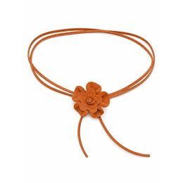 Tailleng&uuml;rtel "Bl&uuml;te", Damen, Gr. onesize, braun (cognac), Leder, Collezione Alessandro, unifarben, Basic, G&uuml;rtel, Lederband mit echt Leder Bl&uuml;te