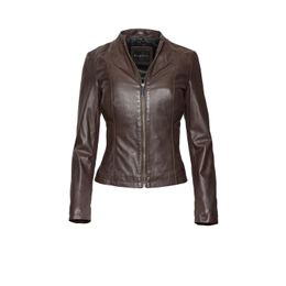 Lederjacke Bugatti "BULady-124", Damen, Gr. 44, d braun, Obermaterial: 100% Lammleder LEL. Futter: 100% Polyester PES., Rundhals, Jacken, aus weichem Leder