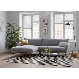 Ecksofa OTTO HOME "Stine L-Form", grau, B:249cm H:86cm T:159cm, Struktur (100% Polyester);Struktur weich (85% Polyester/15% Nylon);Samtoptik (100% Polyester), Sofas, Ecksofa, Besonderes Design durch Kissenoptik und Keder
