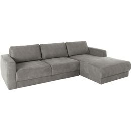 Ecksofa OTTO HOME "Hobro L-Form", grau, B:264cm H:80cm T:175cm, Luxus-Microfaser Lederoptik (100% Polyester);Struktur grob (100% Polyester);Samtoptik (100% Polyester), Sofas, Ecksofa, in 3 Bezugsqualit&auml;ten in vielen Farben